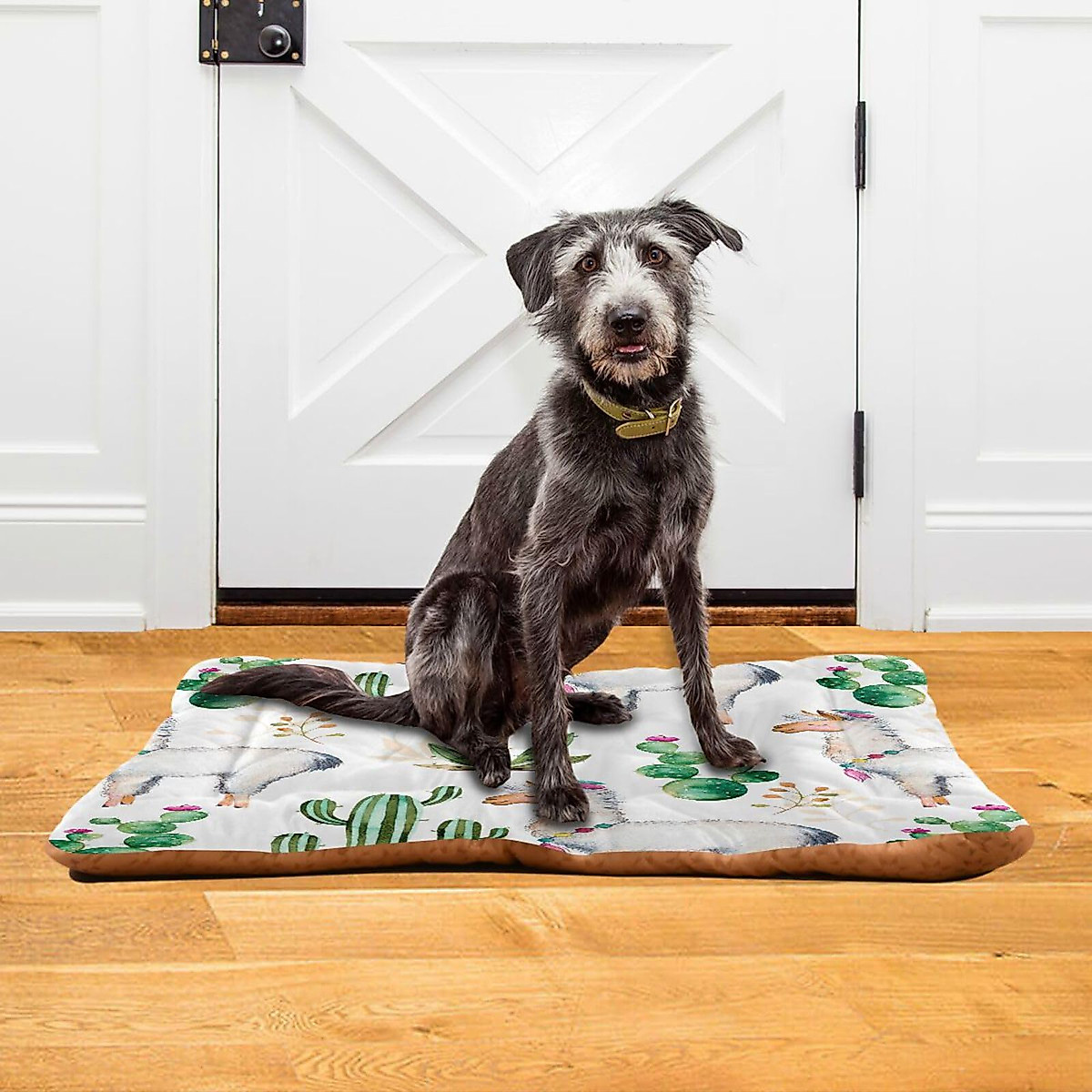 YETTASBIN Cute Llama Crate Pet Bed, Portable Washable Dog Cat Mat, Soft Comfortable Pet Mattress with Non-Slip Bottom for Dogs Cats Sleeping, 24 x 18 Inch