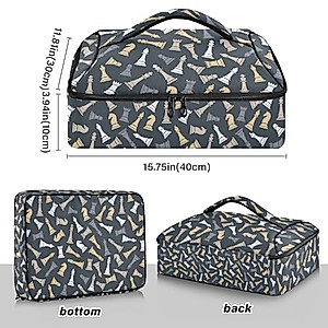 Kcldeci Insulated Thermal Food Carrier Insulated Casserole Carrier for Hot or Cold Food,Chess on Grey Insulated Tote Bag for Potluck Cookouts Parties Picnic,Lasagna Lugger