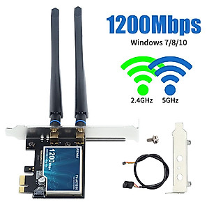 fenvi PCIe Network Card 1200Mbps Desktop Wireless-AC PCI-E Dual Band Gigabit Wi-Fi Adapter 802.11ac 5GHz 867Mbps 2.4GHz 300Mbps BT4.0 for PC Windows