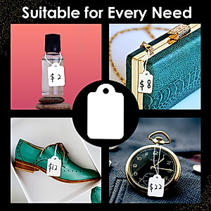 Price Tags with String (100 Pack, White) 1.75x1.09 Inch – Lightweight Quality Card Stock Material – Strings Tags to Label Parcels, Gifts, Clothing & All Kind of Events