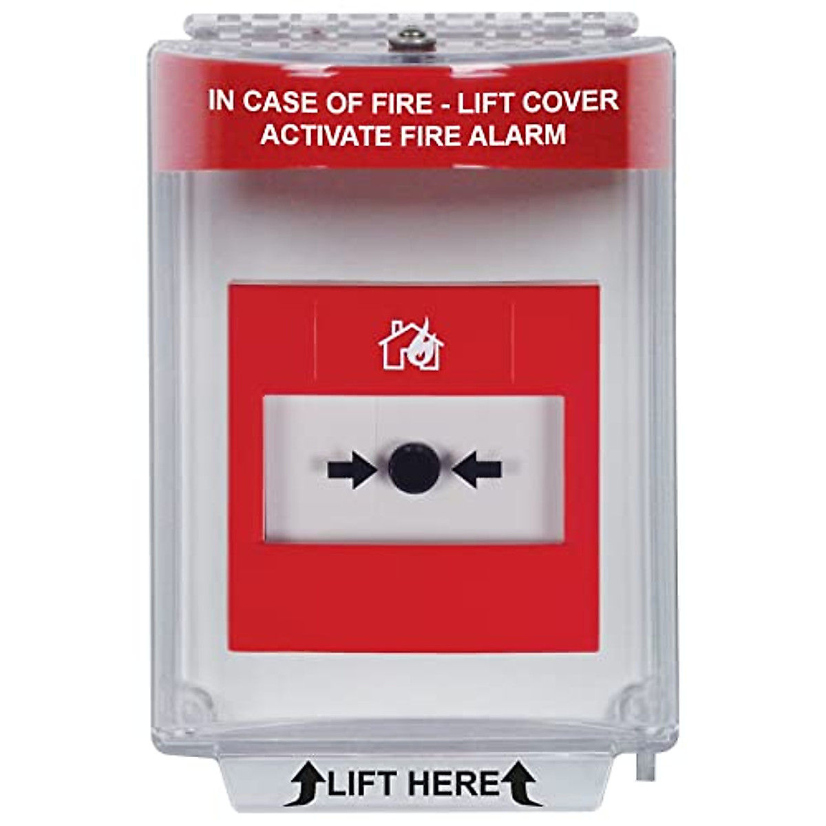 Safety Technology International, Inc. STI-13010FR Universal Stopper®, Flush Mount and Fire label, Indoor/Outdoor Protective Polycarbonate Cover for Pull Stations or Call Points, Red