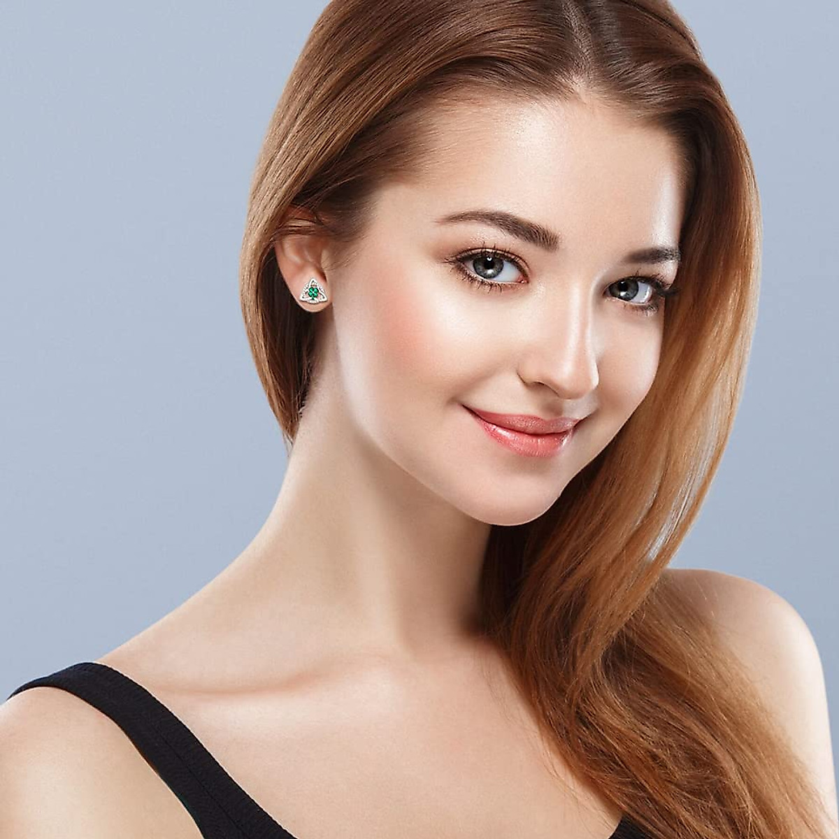 Celtic Knot Green Shamrock Earrings for Women Studs Four Leaf Clover St Patricks Day Earrings Triangle Jewelry Birthday Irish Birthday Gifts Sterling Silver