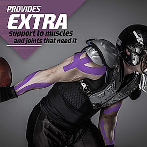 Physix Gear Sport 4 Rolls of Kinesiology Athletic Tape and eGuide (Red + Purple + Blue + Pink)