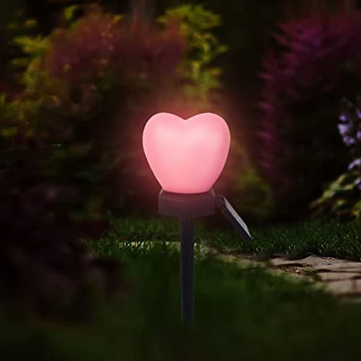 Valentine's Solar Lights LED Solar Outdoor Day Decorations Tree 4PCS Stakes Garden Plug Lights Decoration & Hangs Metal Animal Sculpture (Pink, One Size)