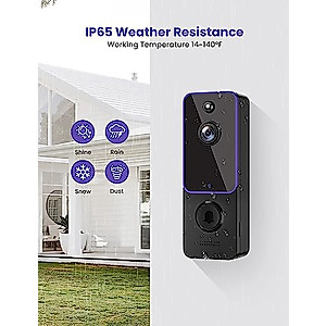 Aiwit Doorbell Camera Wireless, Indoor/Outdoor Surveillance Cam, Battery Powered, Included Chime Ringer, Live View, AI Smart Human Detection, 2-Way Audio, 2.4G WiFi, HD Night Vision, Cloud Storage