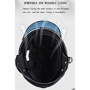 Traveling Light Helmet German Style Vintage Motorcycle Half Helmet DOT Approved Adult Retro Scooter Open Face Skull Cap Men Helmet Novelty Electric Cruiser Half Shell Women Helmet-E-Medium