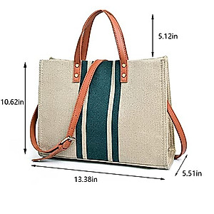 Karani Canvas Tote Bag for Women,Girl's Fashion Shoulder Bag,100% Natural Jute Fiber Crossbody bag for Work Shopping Travel