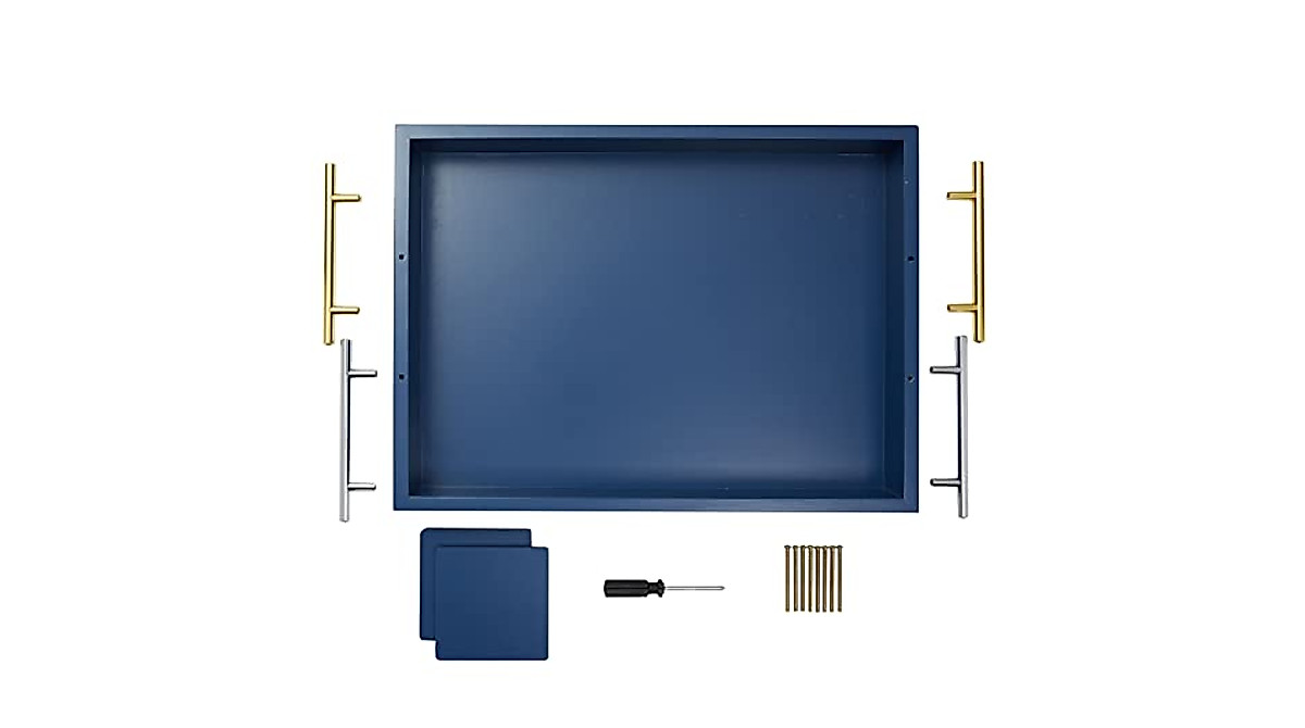 Stylish Blue Serving Tray with Interchangeable Handles