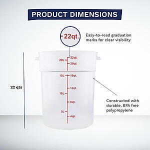 CenPro 29A-061 22 Qt. Translucent Round Polypropylene Food Storage Container