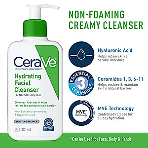 CeraVe Moisturizing Cream and Hydrating Face Wash Skin Care Set for Dry Skin | Face & Body Cream and Moisturizing Non-Foaming Face Wash | Hyaluronic Acid and Ceramides | 8oz Cream + 8oz Cleanser