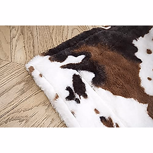 NativeSkins Faux Cowhide Throw Blanket (4.2 x 5.3 ft) - Plush and Cozy Cow Print