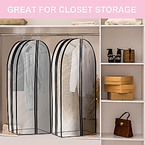 Garment Bags for Closet Storage 10" Gusseted Clear Suit Cover Bags 43" Hanging Clothes Bags Moth Proof Clothing Cover for Coats Jackets Dresses Shirts