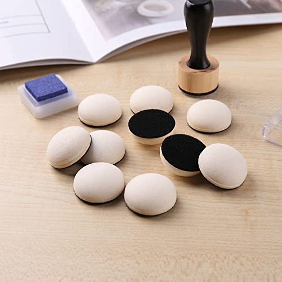 Mini Ink Blending Brushes Tools 2 Handle with 42 Refills Replacement Round Foams and 20 Plastic Storage Cases Stackable Jars Set for Scrapbooking Painting Art Supplies Tool Craft Cardmaking Drawing