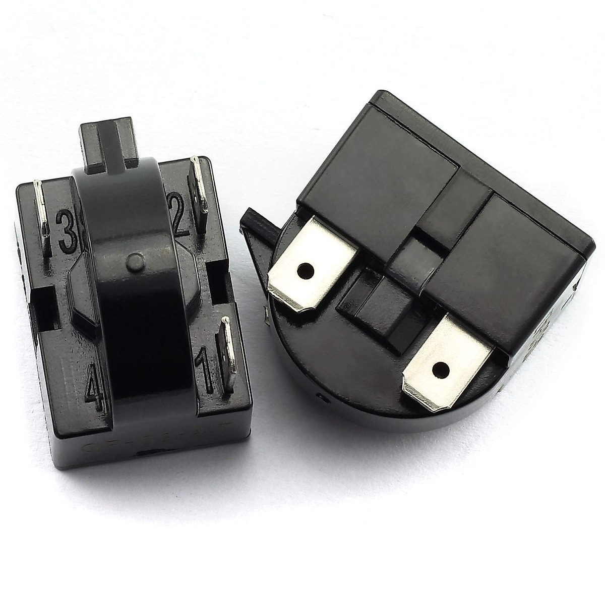 MEETOOT 1pcs QP-02-4.7 PTC Refrigerator Start Relay 3 Pin Coolers Compressor Starter 4.7 ohm with 1pcs Refrigerator Overload Protector 1/2HP