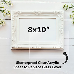 SimbaLux Acrylic Sheet Clear Plexiglass 8” x 10” 0.04” Thick (1mm) Pack of 10 Transparent Plastic Plexi Glass Board with Protective Paper for Photo Frame Replacement, DIY Display Projects, Craft