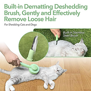 GooCare 2-in-1 Cat Brush for Shedding, with Detangler Comb, Self Cleaning Cat Comb Hair Brush for Indoor Cats, Dog Deshedding Brush Grooming Kit, Pet Supplies Hair Remover Tool (Green)