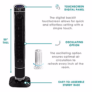 Vie Air Fan Collection, 50" x 14.50" x 14.25", Black