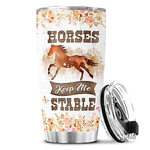 HUBUPU Horse Keep Stable, Tumbler 20 Oz With Lid And Straw, Cups, Horse Gifts