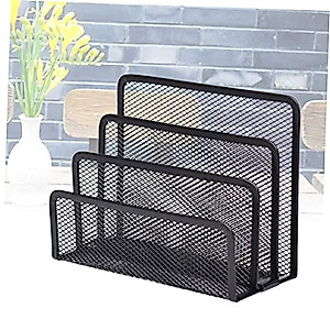 NUOBESTY School Metal Paper Holders Collection Folders Stacking Desktop Record Mail Folder Mesh Countertop Cell Duty Filing Desk Bill Organizer Holder Compartments Rack Letter Tray Home