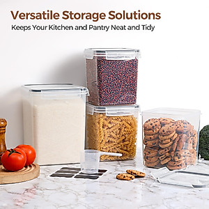 ComSaf Flour Sugar Storage Containers Set of 3 (5.2L/166oz) (2.5L/78oz*2), Large Airtight Food Storage Containers with Lids, Plastic Canisters Sets for Kitchen, Pantry Organizers for Rice and Baking