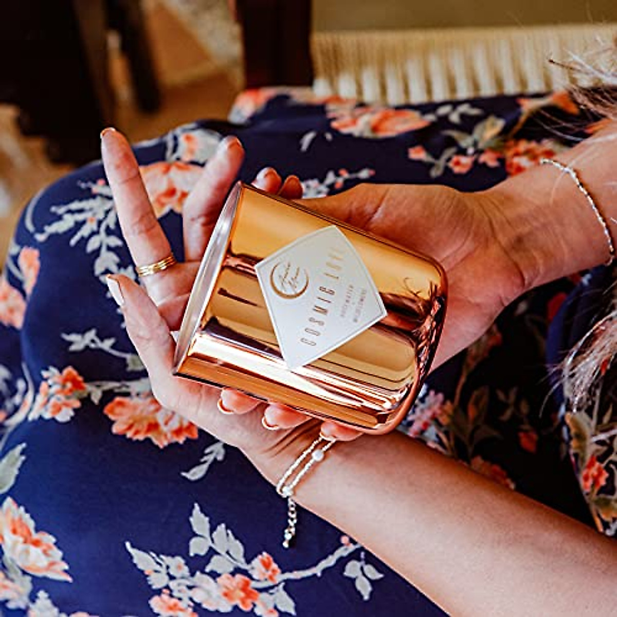 Auric Moon | Rosewater + Wildflowers Scented Luxury Soy Coconut Candle for Women | Slow 70+ Hour Burn | Wood Crackling Wicks | 12 Oz Premium Glass | Hand-Poured in California