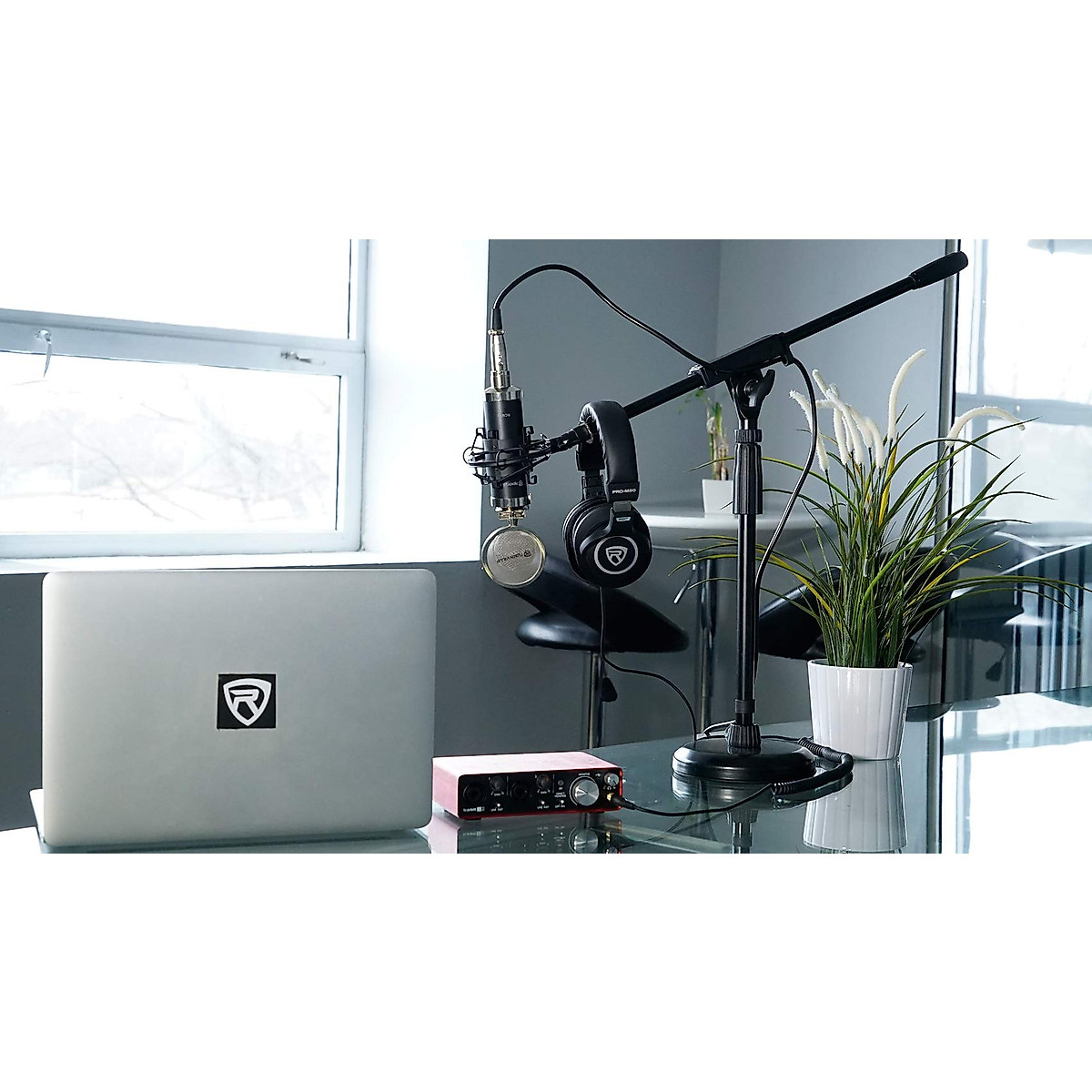 Rockville Kick Drum/Guitar Amp Mic Stand, Steel Round Base+Fixed Boom+Rubber Pad (RKDS)