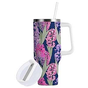 RPLIFE Floral Hyacinth Purple Tumbler, Stainless Steel Bottle, Insulated Tumbler, Tumbler for Men