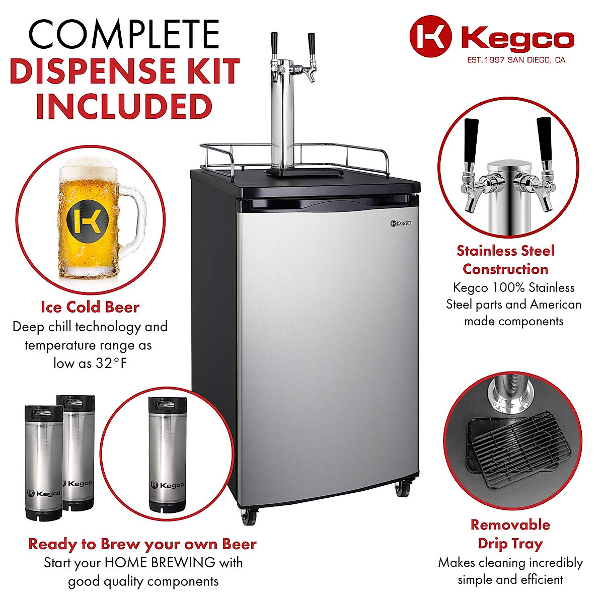 Kegco HBK199S-2 Keg Dispenser