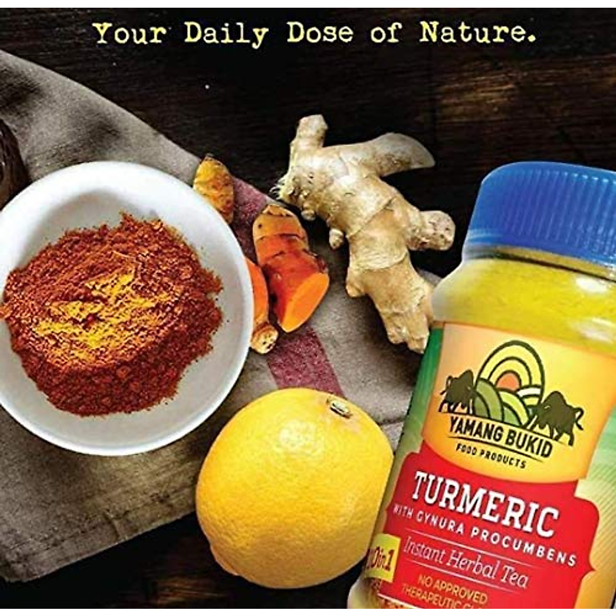 Turmeric Tea 10-in-1 Instant Powder drink w/ Gynura Procumbens Curcuminoids Curcumin Healthy natural herbs and spices Ginger, Lemongrass, Moringa, Naturall (1 Pack)