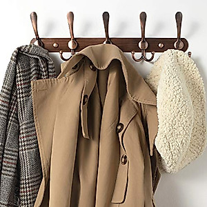 Coat Rack Wall Mounted, Coat Hanger Wall 5 Tri Hooks Heavy Duty Stainless Steel Coat Hook Rail for Coats Towels Purse Robes Keys and Hats(White)