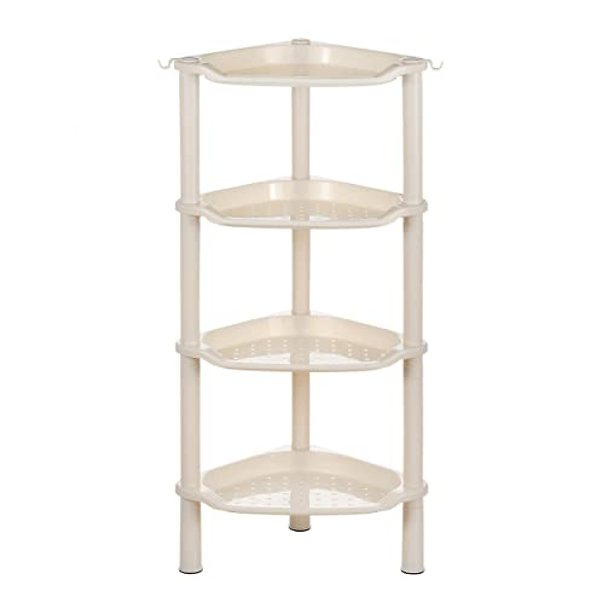 4 Tier Shower Caddies, Organizer Shelf Corner, Plastic Shower Rack Stands for Bathroom, Storage Bath Shower Caddy, 13.5x 10 x 33.5 Inches, Beige (Round Slot Beige 4 Tier)