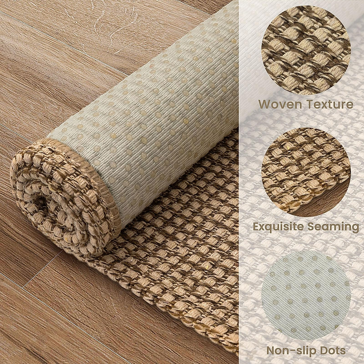 EARTHALL Boho Area Rug 2x3 Ft Washable Rugs for Entryway Braided Throw Rugs with Rubber Backing Door Mat Indoor Outdoor Entrance Small Cotton Woven Carpet for Kitchen Foyer Front Door, Tan/Brown