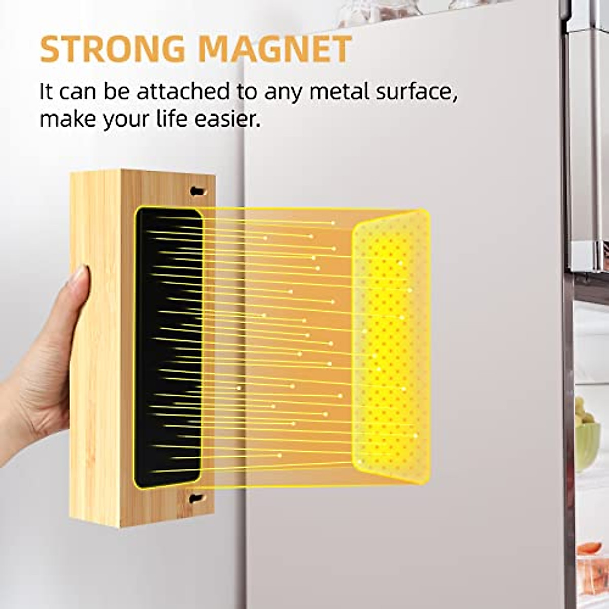 Ziplock Bag Storage Organizer for Kitchen Drawer - Magnetic Food Storage Bag Holders, Bamboo Baggie Organizer, Compatible with Gallon, Slider, Quart, Sandwich, Snack & Variety Size Bag （4-pack）