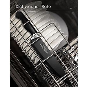 Knife Set, Amorston 15 Pieces Knife Sets for Kitchen with Block, Dishwasher Safe Kitchen Knife Set with Built in Sharpener Block, German Stainless Steel Knife Block Set, Black