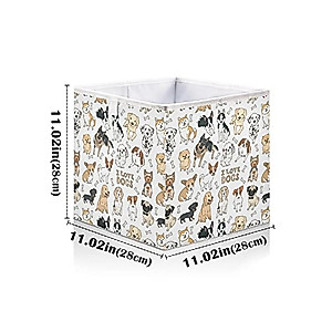Foldable Fabric Storage Cube Bins Kids Animal Dog Puppies Toys Clothes Storage Box Bin Basket for Nursery, Playroom, Closet 11 x 11 x 11 Inch