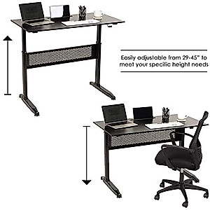 Adjustable Standing Desk, Computer Desk Height Converter Desk Computer Workstation Large Desktop Stand Up Desk Laptop Sit-Stand Desk Fit Dual Monitor for Home Office,Black (47.2'')