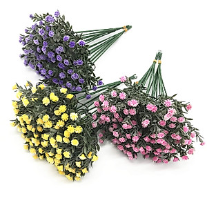 LoveniMen Artificial Mini Flowers, Gypsophila Plastic Plants Fake Flowers Wedding Bridal Bouquet Party Indoor Outdoor DIY Home Garden Verandah Corridor Table Arrangements Decoration Yellow - 20 pcs