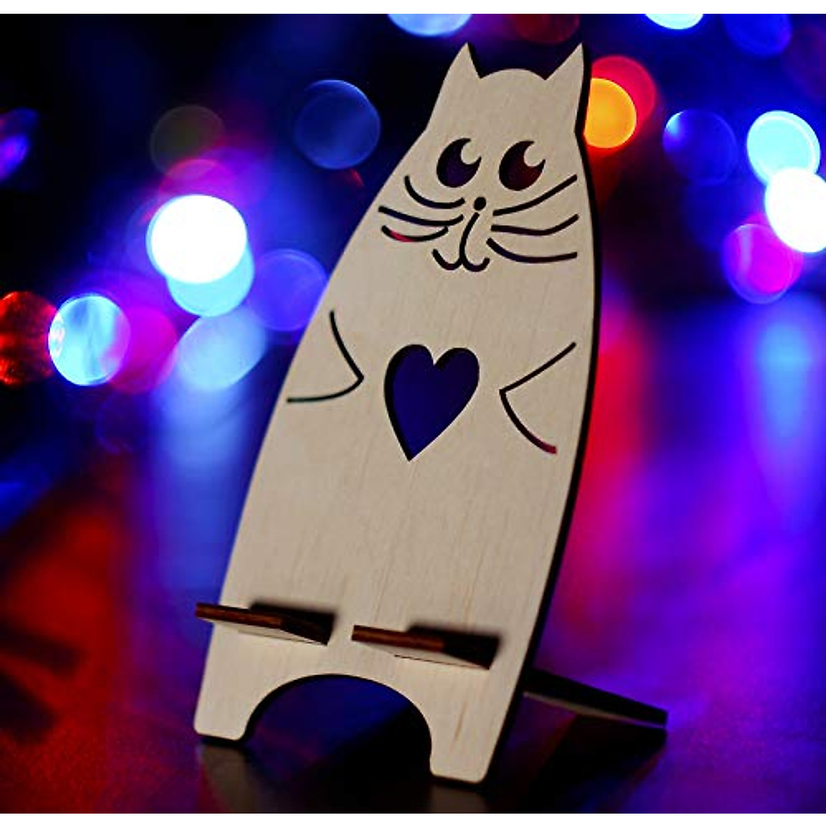 Dolyacrystal Wooden Phone Holder - Cute Decorative Dock with Animal Design - Lightweight & Non-Slip Wood Phone Stand for Desktop, Kitchen, Bedroom, Office - Cradles Most Smartphones & Tablets