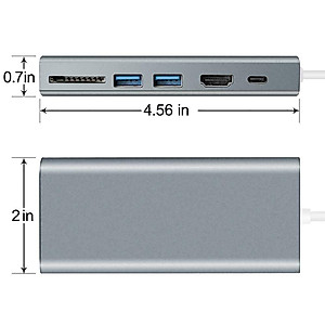 Type-C to HDMI Gigabit LAN Docking Station Converter 4K USB Readable SD Card，USB C Hub 6 in 1 Type C Adapter Compatiable for MacBook and Windows (Black)