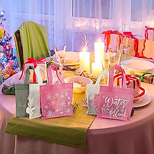 20Pcs Winter Onederland Party Favor Bags, Non-Woven Snowflake Gift Treat Bags Snowman Candy Bag Winter Wonderland Party Bag for Winter Baby Shower Decoration Winter First Birthday Party Supplies