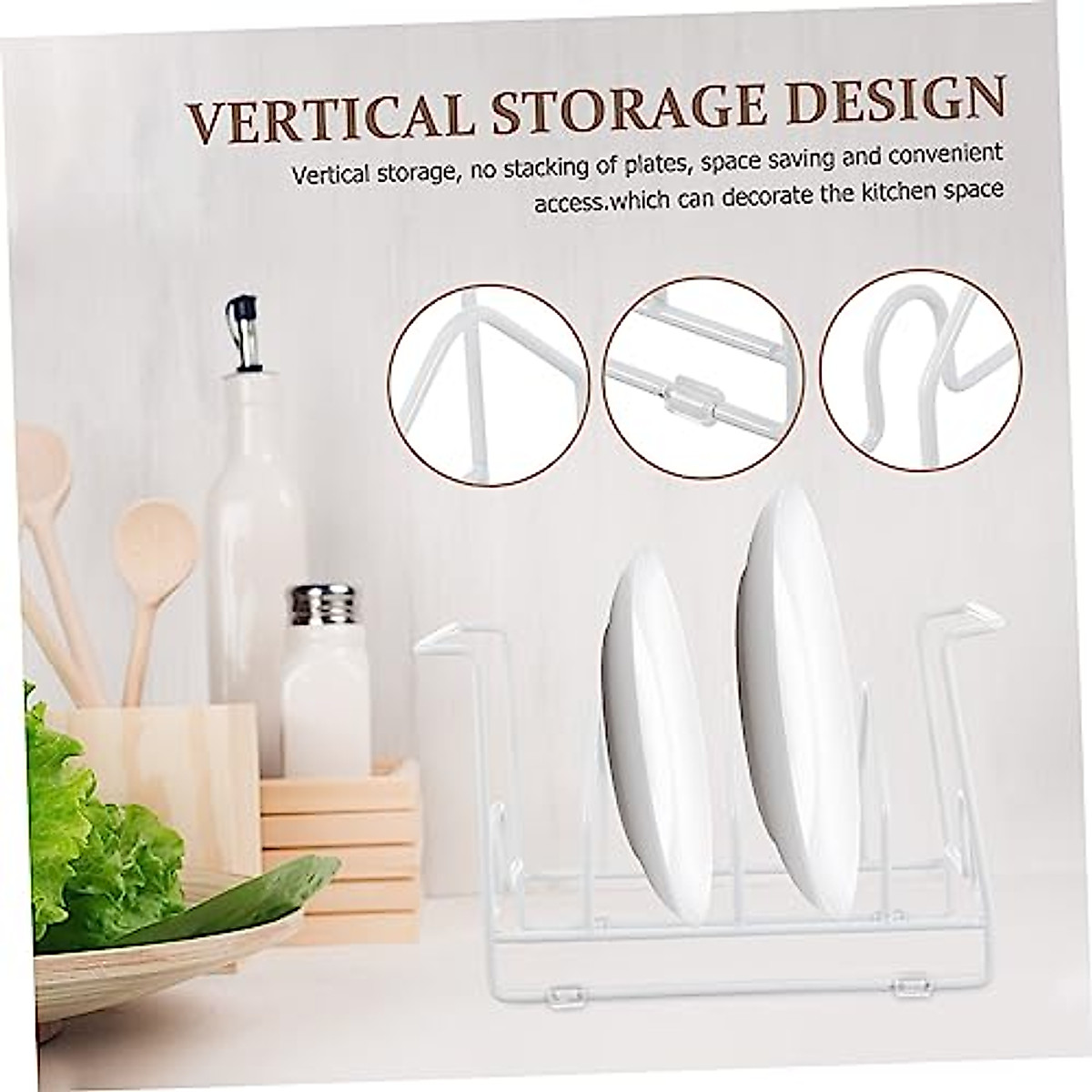 RUNROTOO Drain Rack Pan Lid Rack Plate Cup Drying Tray Pan Lids Holder Metal Stand Metal Utensil Holder Pot Lid Holder Dishes Storage Holder Dish Rack for Kitchen Counter Draining Rack Sink