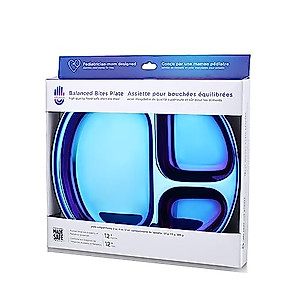 Ahimsa Stainless Steel Balanced Bites Plate | 1 x Divided Plate | Toddler Dishware | No Plastic | 100% BPA Free | Dishwasher Safe (Iridescent Blue)