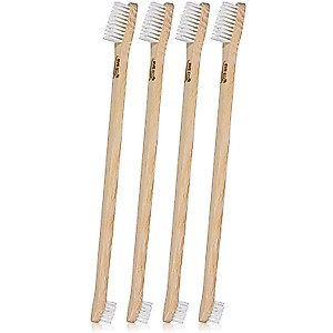 EveEco 4-Pack Bamboo Dog & Pet Toothbrushes - 2 Brush Heads Large & Small with Extra Long 8.5" Use with Toothpaste to Eliminate Cavities, Bad Breath, Tartar for Puppies, Cats, Kittens