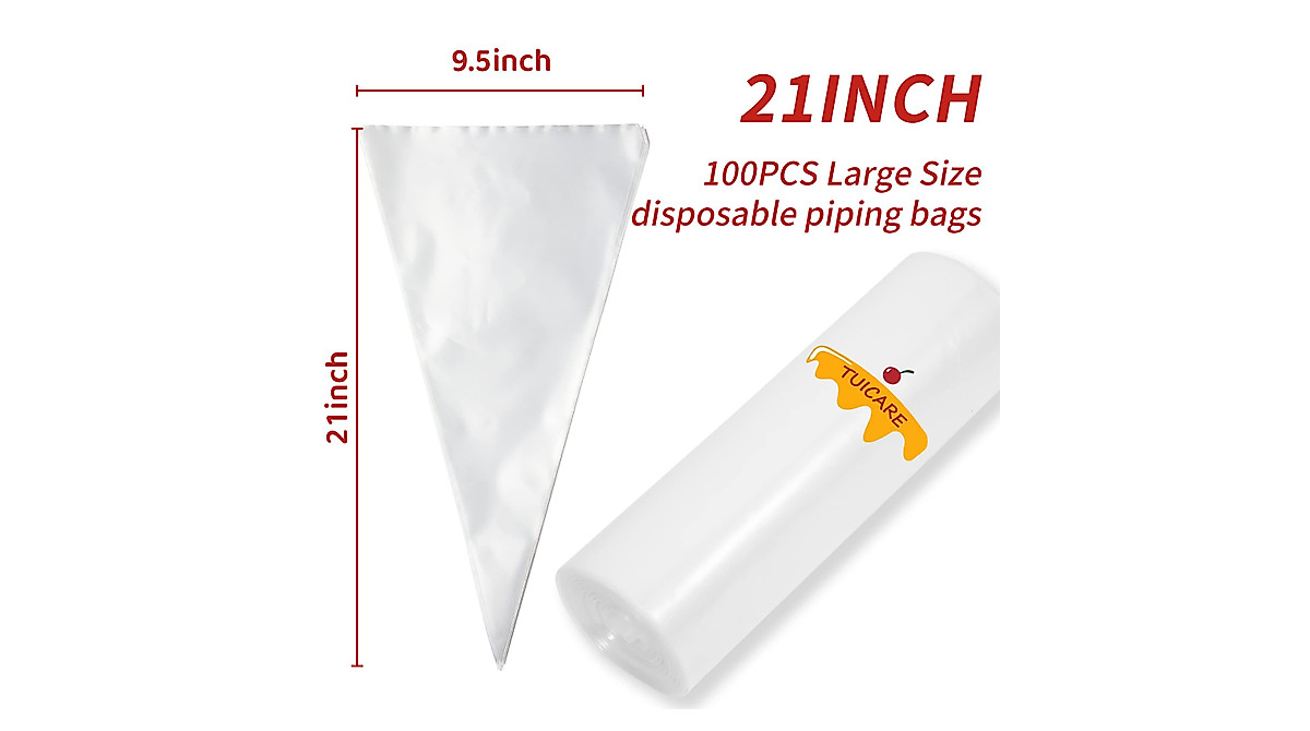 Piping Bags 21 inch Large Pastry Bags Decorating Tools 100 PCS Piping ...