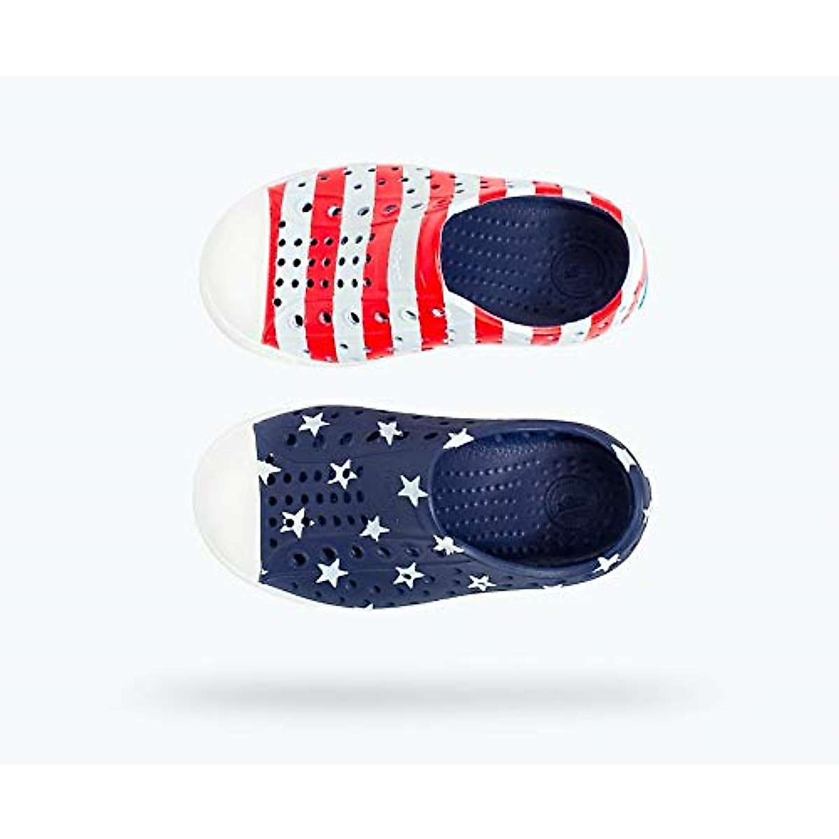 Native Shoes Baby Jefferson Print Child Sneaker, Regatta Blue/Shell White/Stars/Stripes, 4 Medium US Toddler