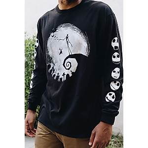 Disney Nightmare Before Christmas Nightmare Moon Long Sleeve Adult T-Shirt (Black,SM)