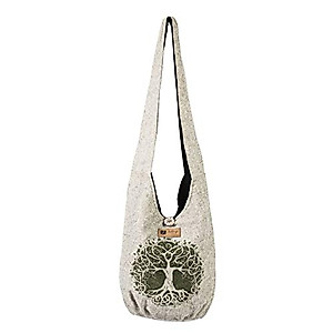 Cotton Sling Crossbody Shoulder Bag Tree of Life Purse Hippie Hobo Bohemian Festival Bag-Tree