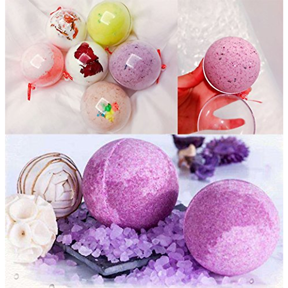 AOMGD 25 Set 50 Pieces Christmas Clear Plastic Fillable Ornaments, DIY Bath Bomb Mold,Acrylic Clear Plastic Ornaments Balls Fillable Wedding Party Decor with 5 Size 30mm 40mm 50mm 60mm 70mm