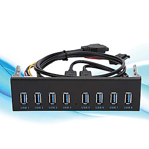 USB3.0 8 Port HUB Optical Drive Panel 19PIN 8 Port Hub Optical Drive Extension Front Panel Adapter for PC Computer, Extension Drive Front Panel