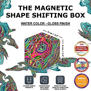 SHASHIBO Shape Shifting Box - STEM Magnetic Fidget Cube That Transforms Into Over 70 Shapes, Download Fun in Motion Toys Mobile App (Water Color)